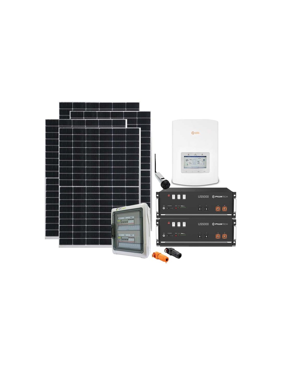 Single-phase Off-Grid photovoltaic kit 4150W inverter Solis 3kW Pylontech 9.6kWh