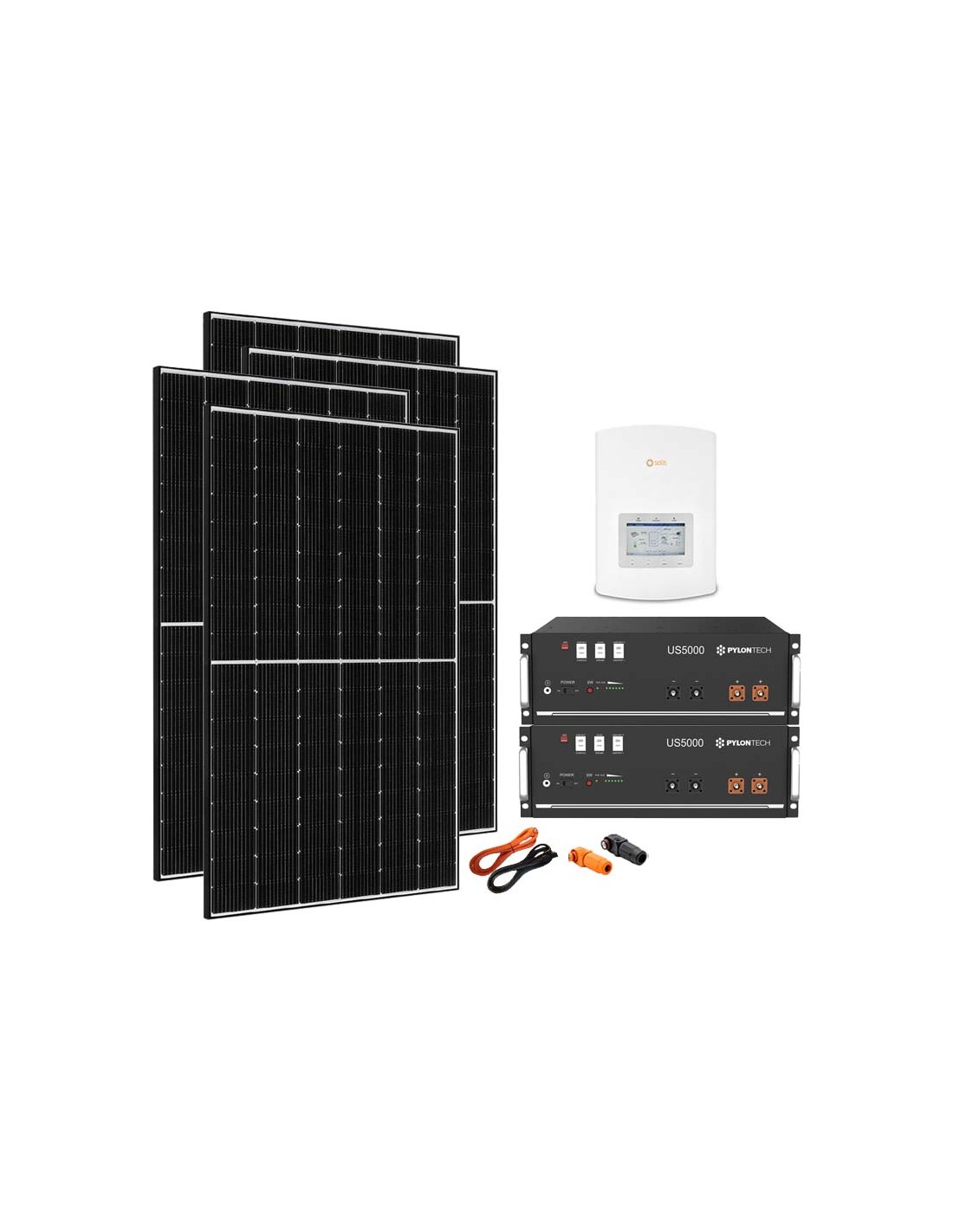 Single-phase photovoltaic kit 4980W hybrid inverter Solis 5kW Pylontech ...