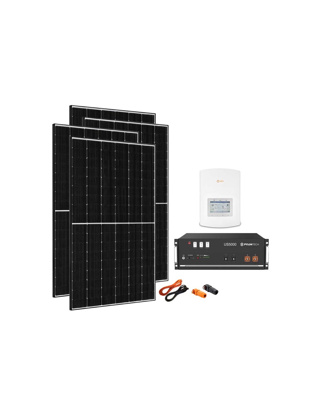 Single-phase photovoltaic kit 4980W hybrid inverter Solis 5kW Pylontech ...