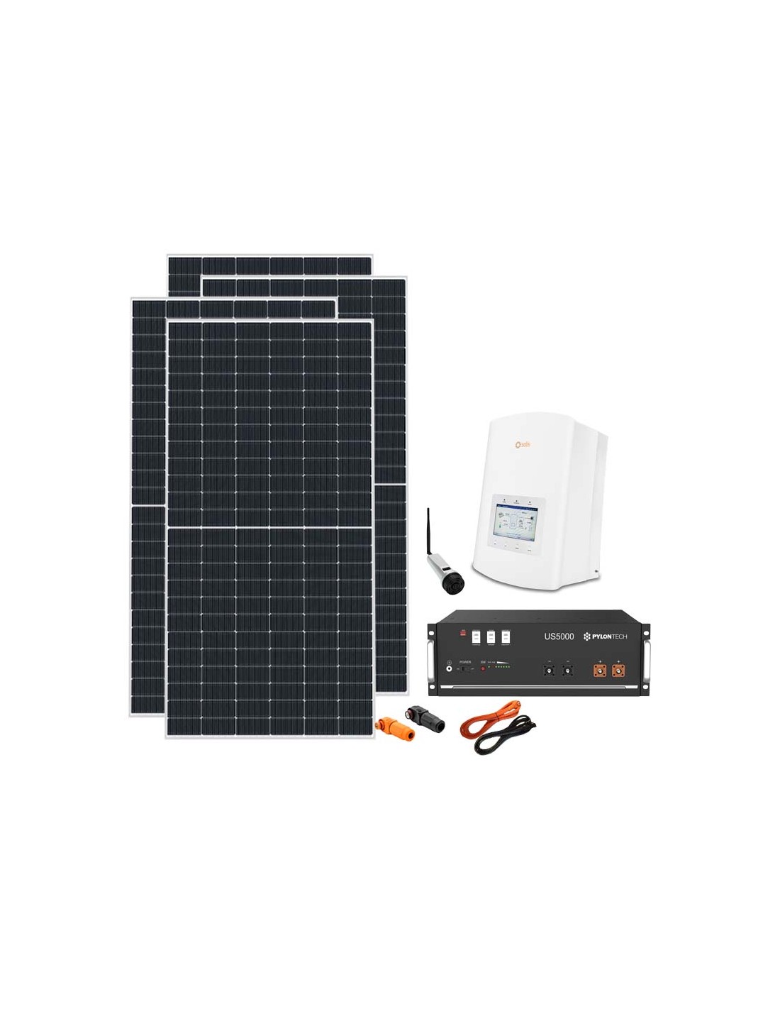 Single-phase photovoltaic kit 6380W hybrid inverter Solis 6kW Pylontech ...