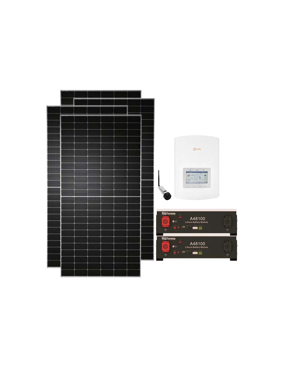 Photovoltaik-Kit 7080W Hybrid-Wechselrichter Solis 5kW Akkum A48100 9.6kWh